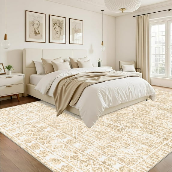 8x10 Area Rugs Living Room Rug: Washable Rug Neutral Lagre Soft Thin ...