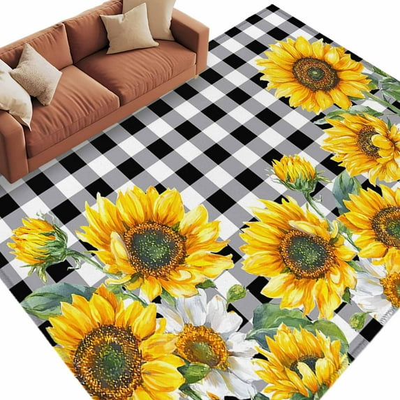8x10 Area Rugs for Living Room, Sunflower Non Slip Area Rugs for ...