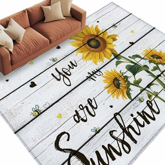 8x10 Area Rugs for Living Room, Sunflower Non Slip Area Rugs for ...