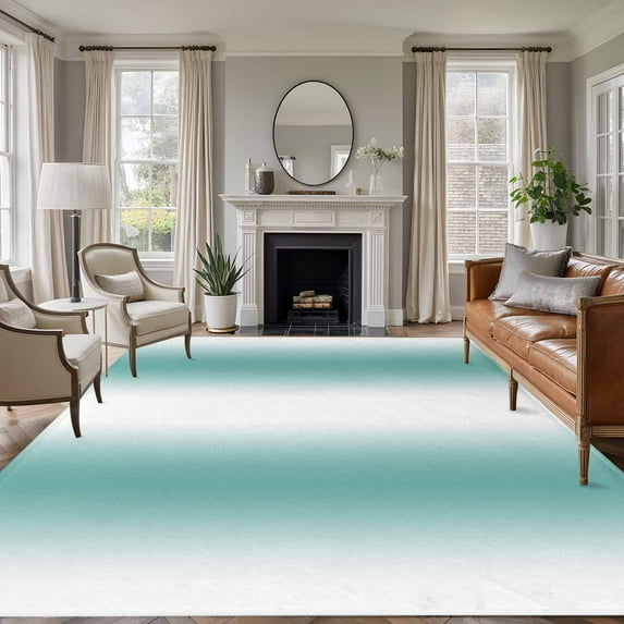 8x10 Area Rugs for Living Room, Teal Ombre Non Slip Area Rugs for ...