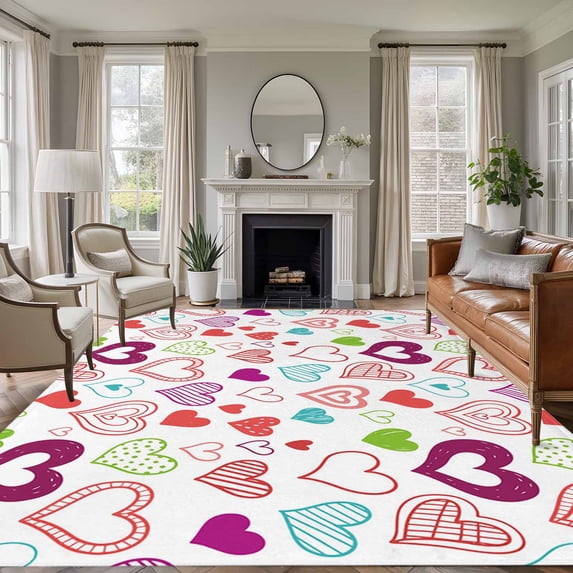 8x10 Area Rugs for Living Room, Valentine's Day Non Slip Area Rugs for ...
