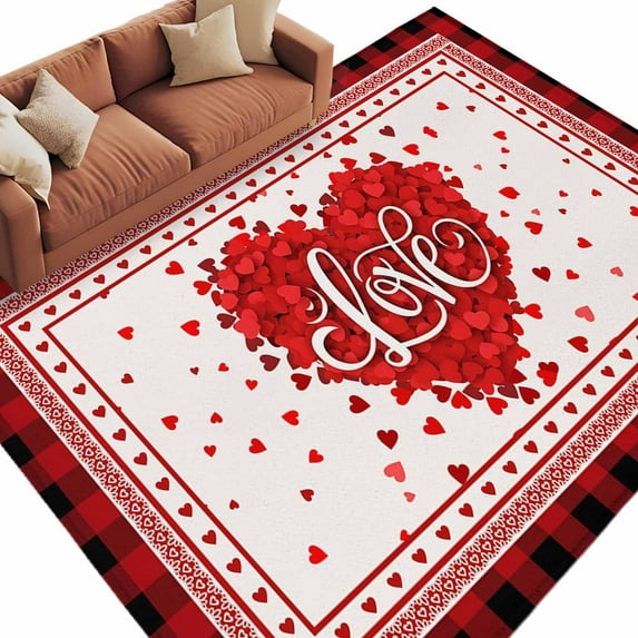 8x10 Area Rugs for Living Room, Valentine's Day Non Slip Area Rugs for ...