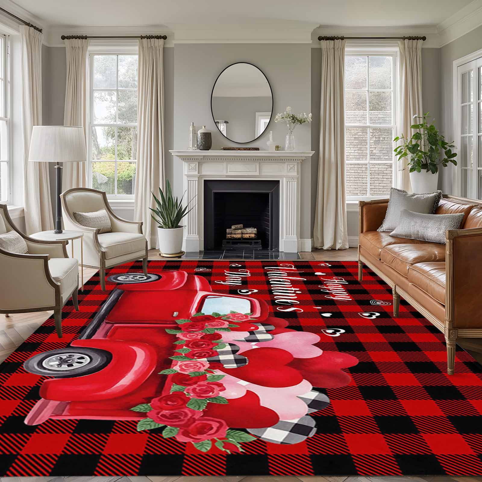 8x10 Area Rugs for Living Room, Valentine's Day Non Slip Area Rugs for ...