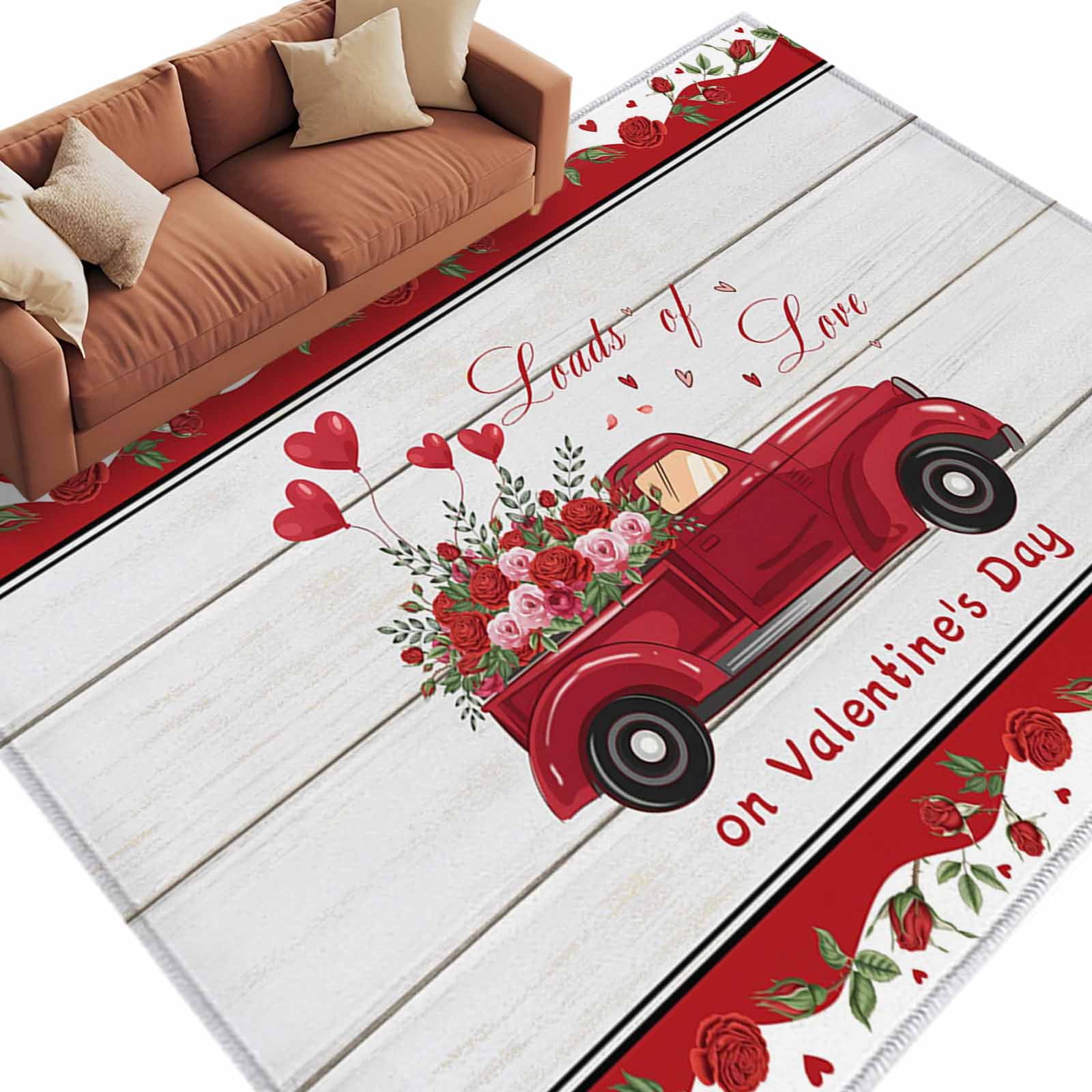 8x10 Area Rugs for Living Room, Valentine's Day Non Slip Area Rugs for ...