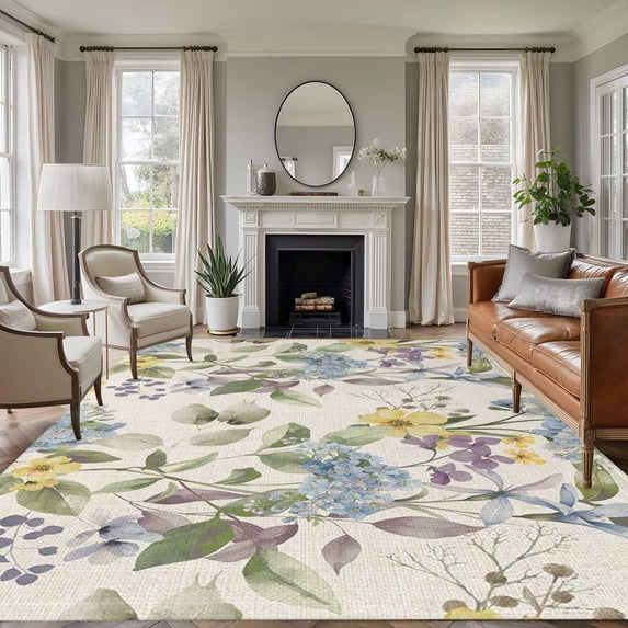 8x10 Area Rugs for Living Room, Vintage Spring Floral Non Slip Area ...