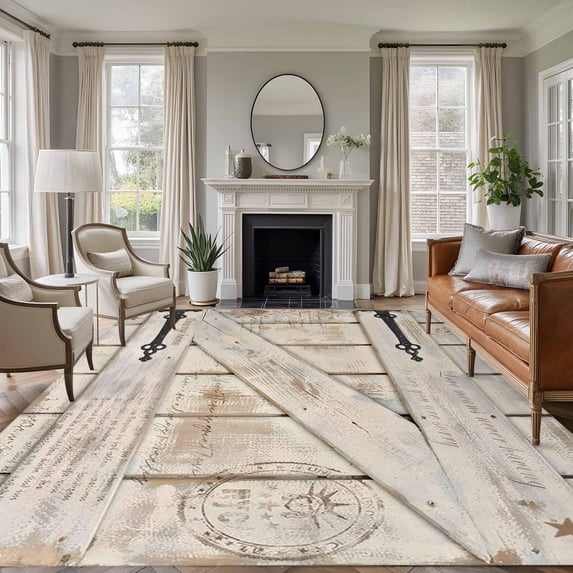 8x10 Area Rugs for Living Room, Vintage Wood Grain Non Slip Area Rugs ...