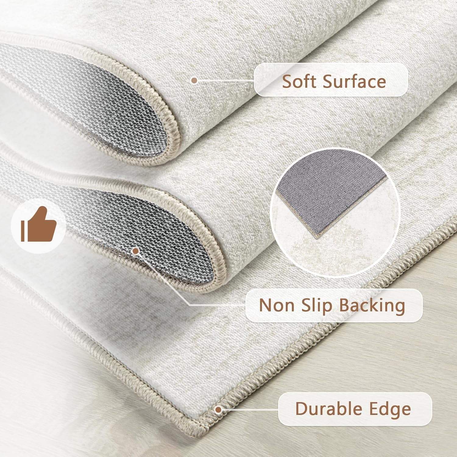 8x10 Area Rugs for Living Room, Washable Vintage Boho Rug Large Low ...