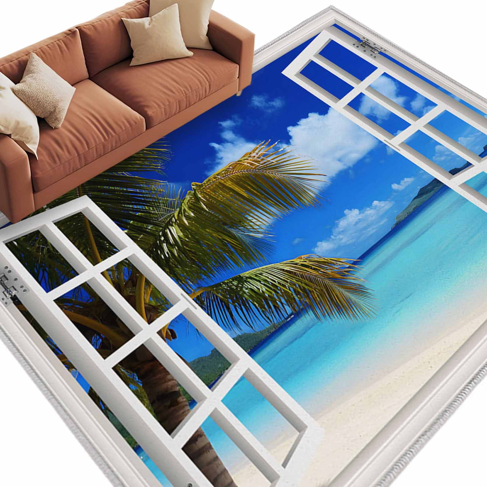 8x10 Area Rugs for Living Room, Windows Seascape Non Slip Area Rugs for ...