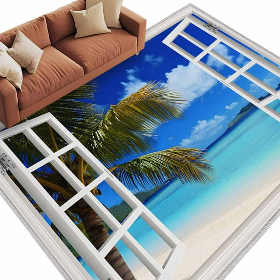 8x10 Area Rugs for Living Room, Windows Seascape Non Slip Area Rugs for ...