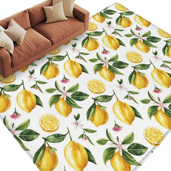 8x10 Area Rugs for Living Room, Yellow Lemon Non Slip Area Rugs for ...