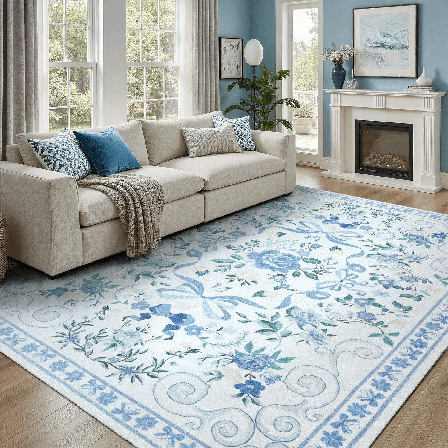 8x10 Area Rugs, Machine Washable Non Slip Stain Resistant Soft Vintage ...