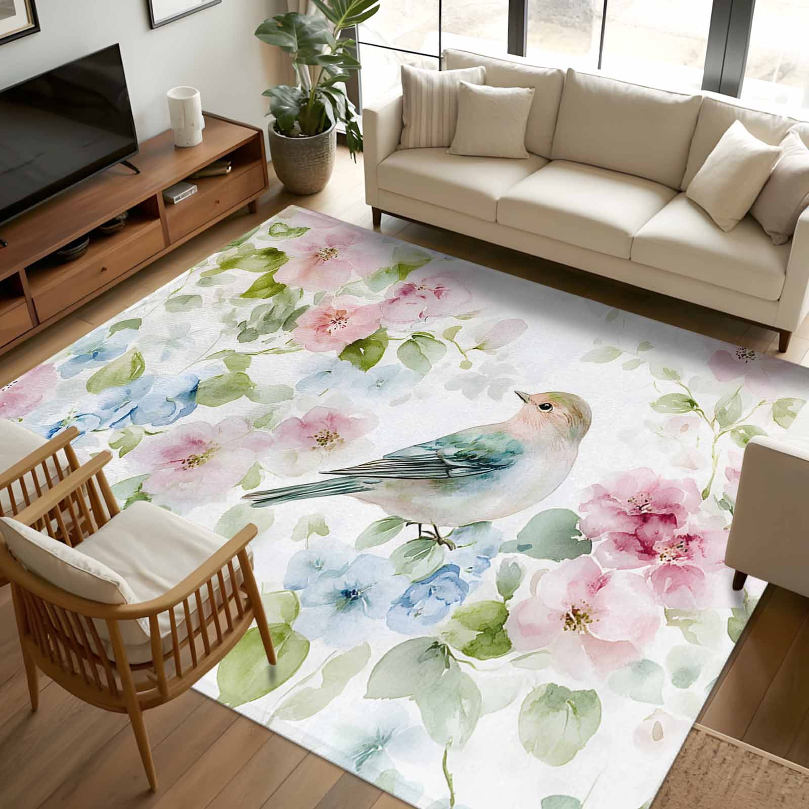 8x10 Area Rugs, Peach Blossom Non-Skid Rubber Backing Large Rectangle ...