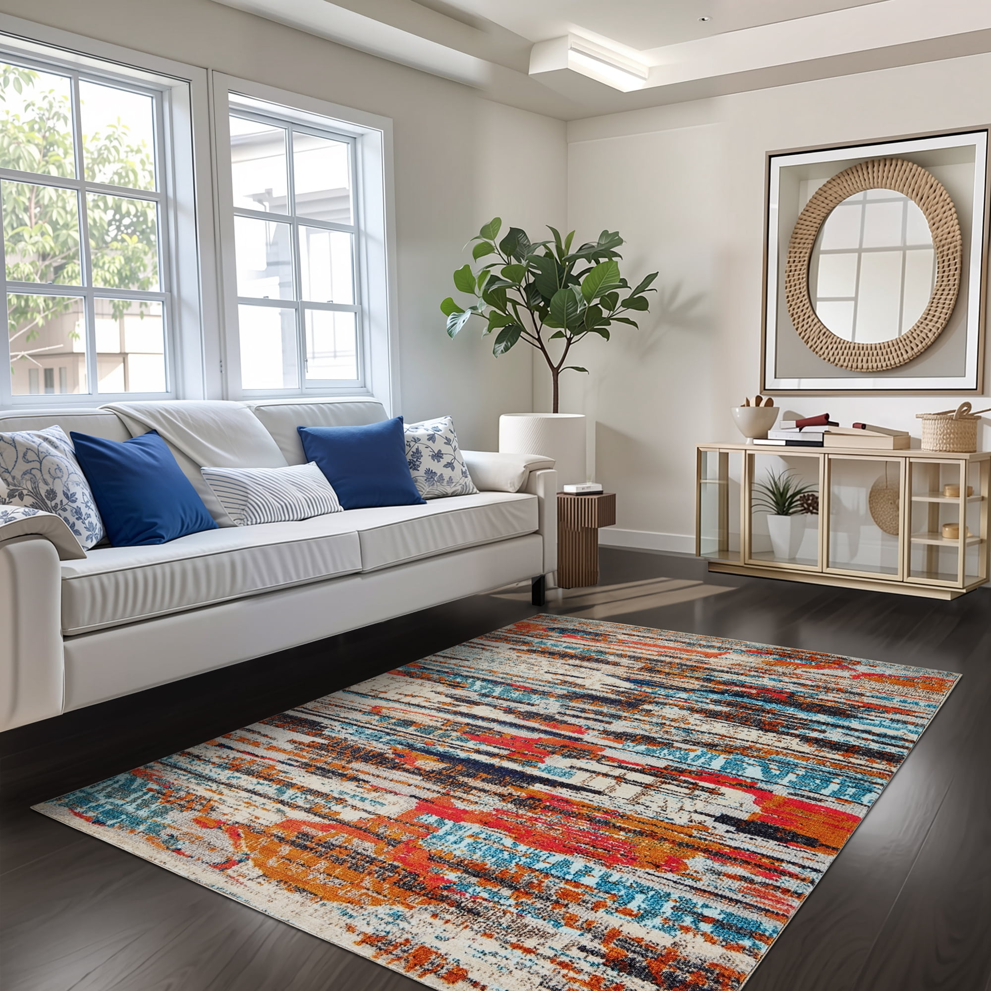 8x10 Area Rugs, Rug for Living Room, Non-Slip Foldable Washable Rugs ...