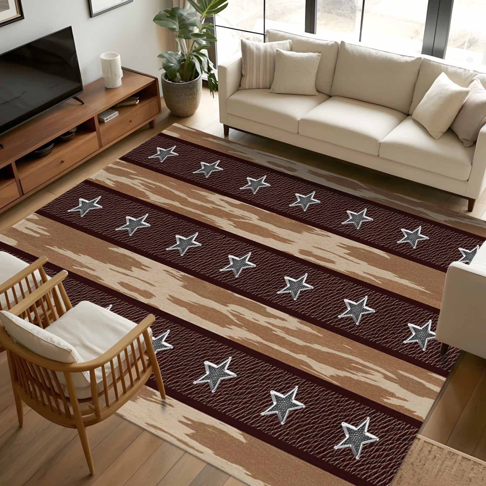 8x10 Area Rugs, Star Vintage Non-Skid Rubber Backing Large Rectangle ...