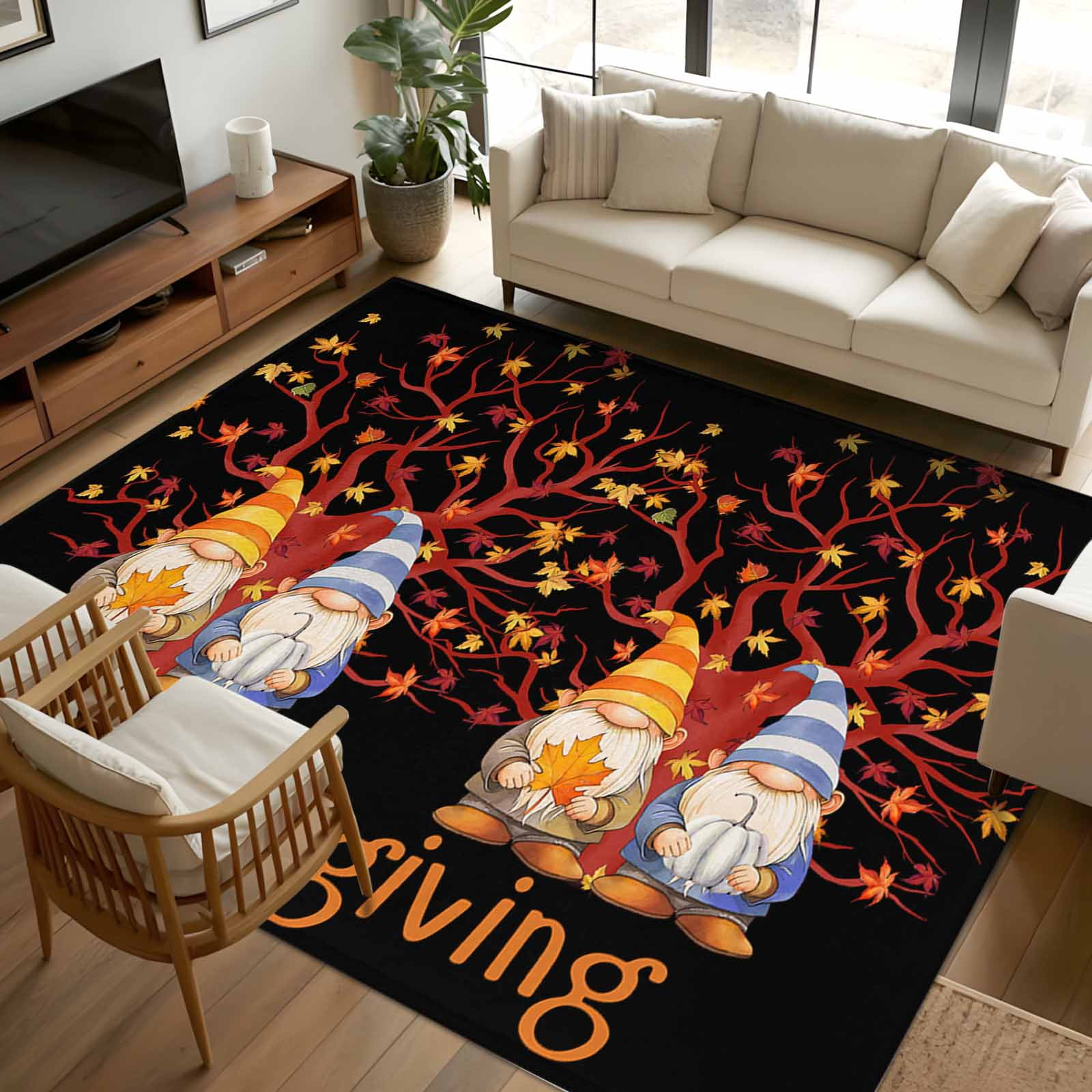8x10 Area Rugs Thanksgiving Gnomes Non-Skid Rubber Backing Large ...