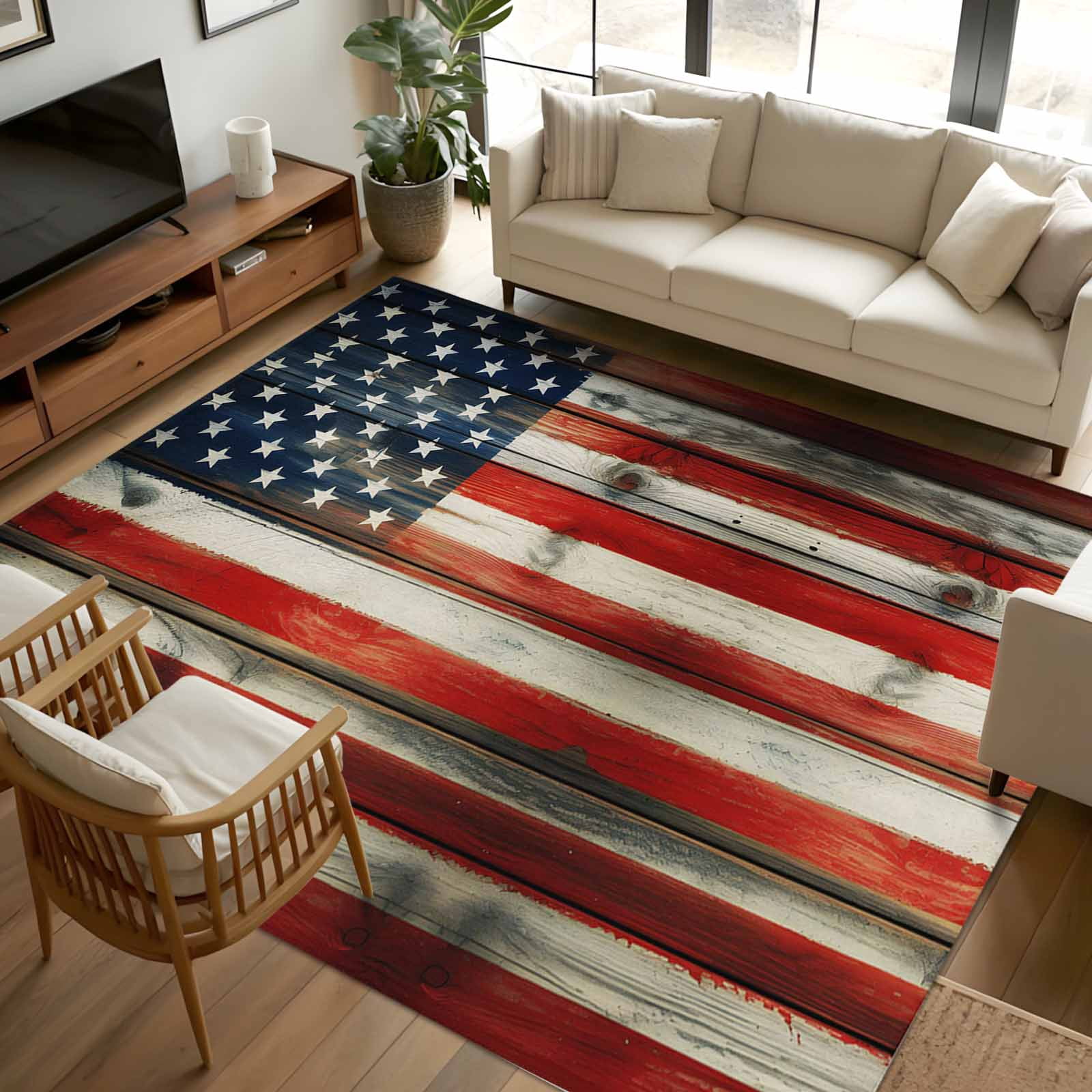 8x10 Area Rugs, Vintage American Flag Non-Skid Rubber Backing Large ...