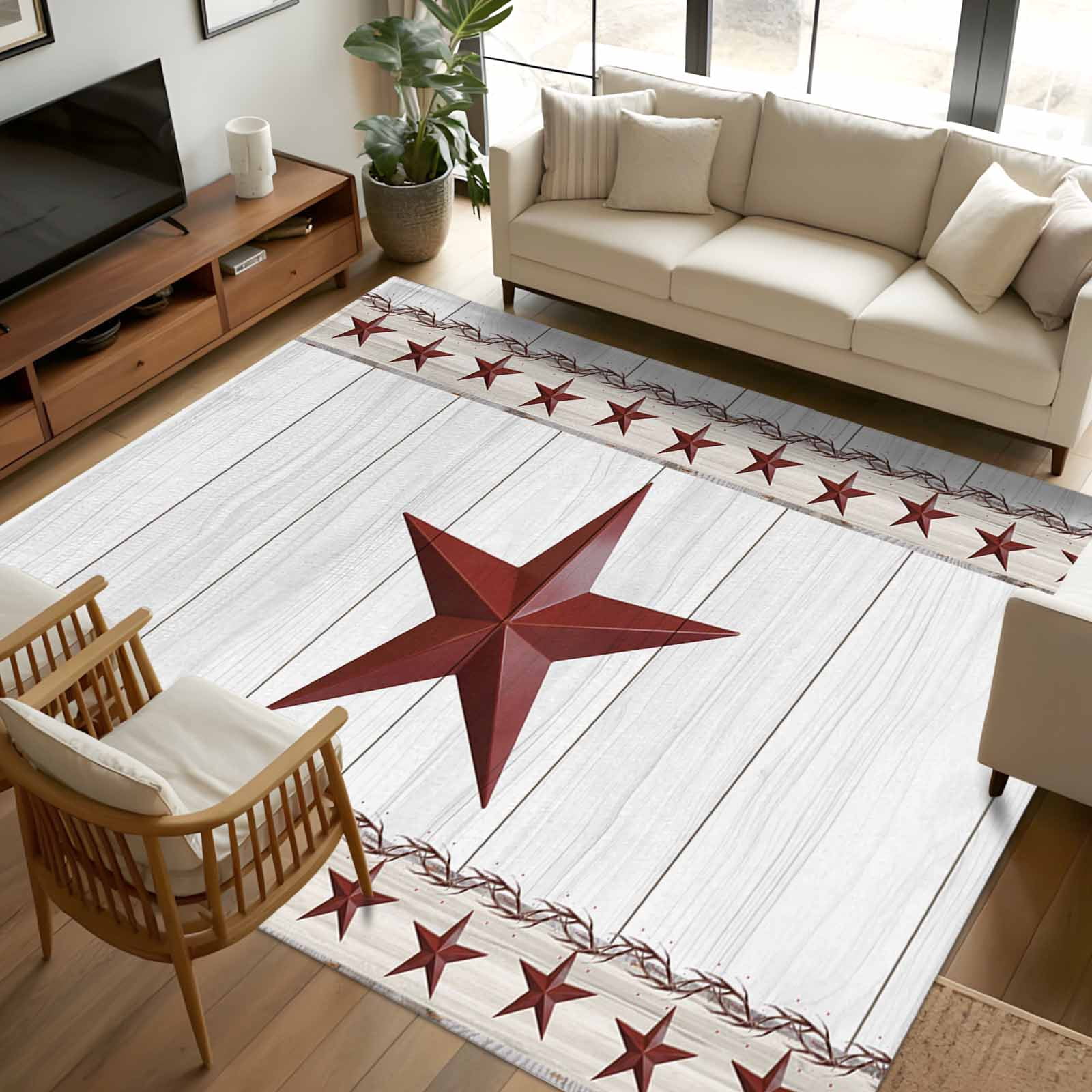 8x10 Area Rugs, Western Star Non-Skid Rubber Backing Large Rectangle ...