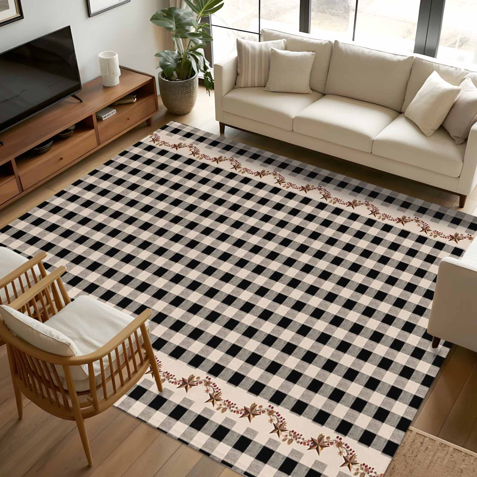 8x10 Area Rugs, Western Texas Star Retro Non-Skid Rubber Backing Large ...