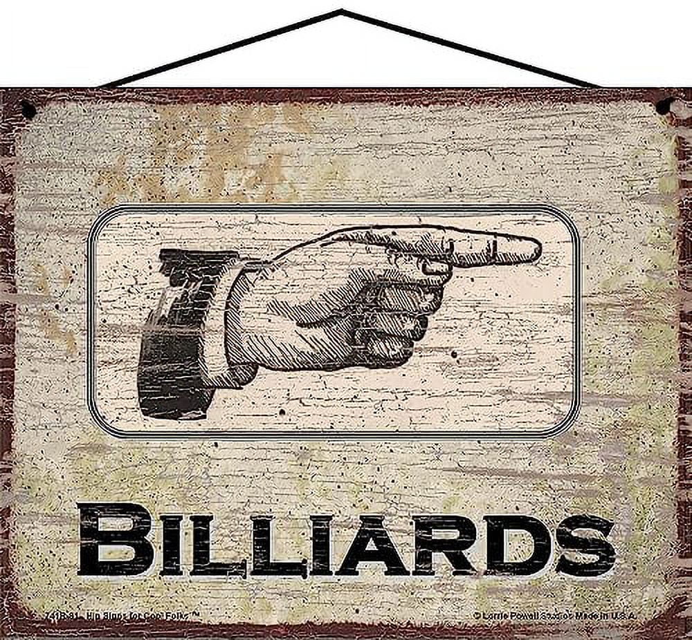 8x10 BILLIARDS RIGHT Vintage Style Sign with a Hand Pointing to the ...