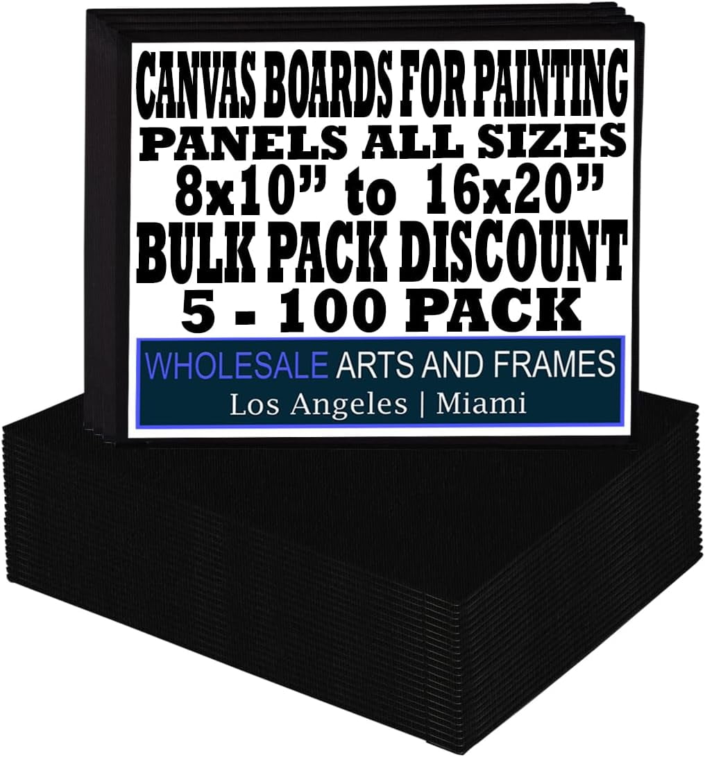 8x10 Black Canvas Boards for Painting Bulk 24 Pack.Paint Canvases for ...