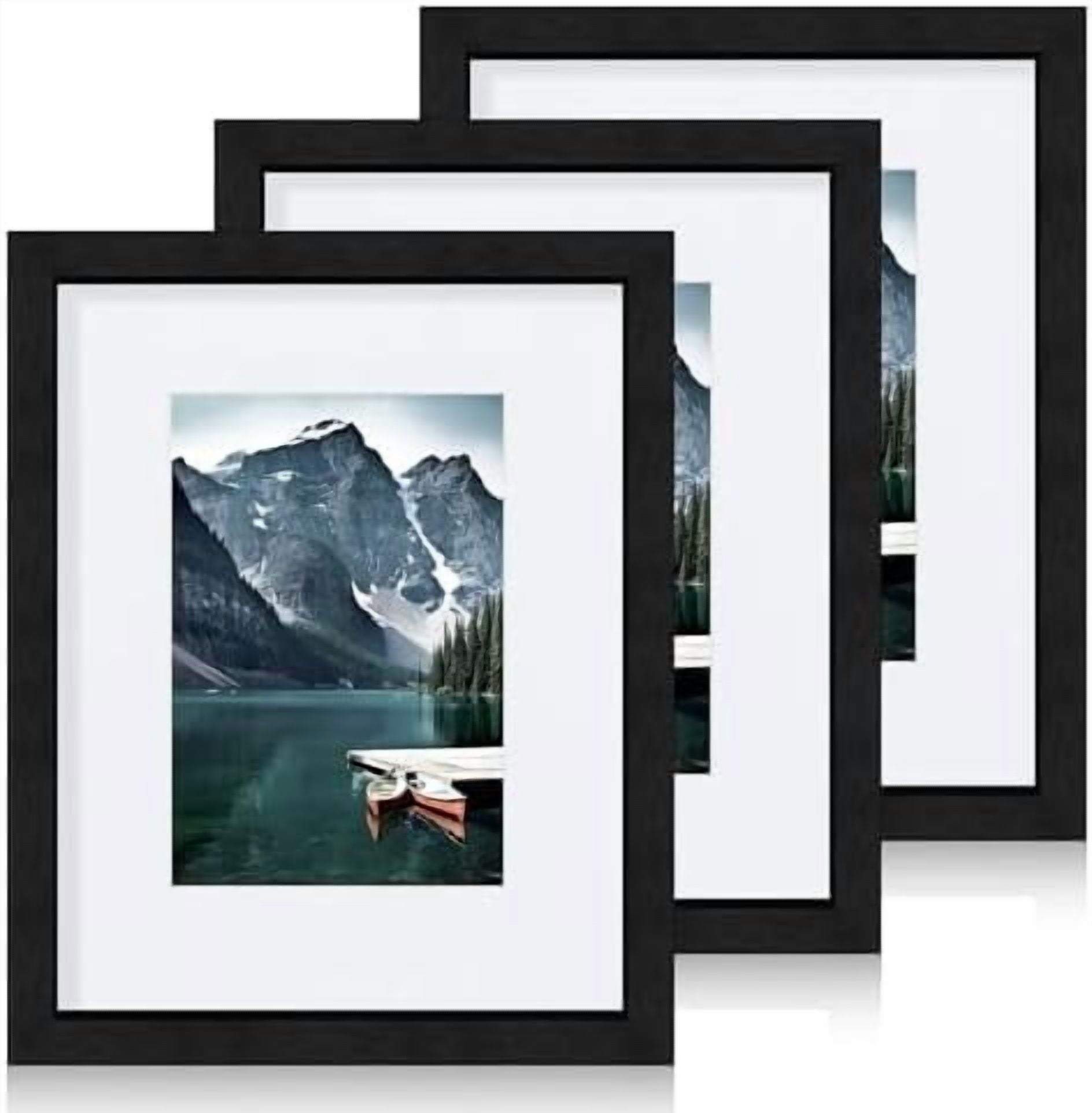 8x10 Black Picture Frames set of 3, Made of Wooden and Glass Photo ...