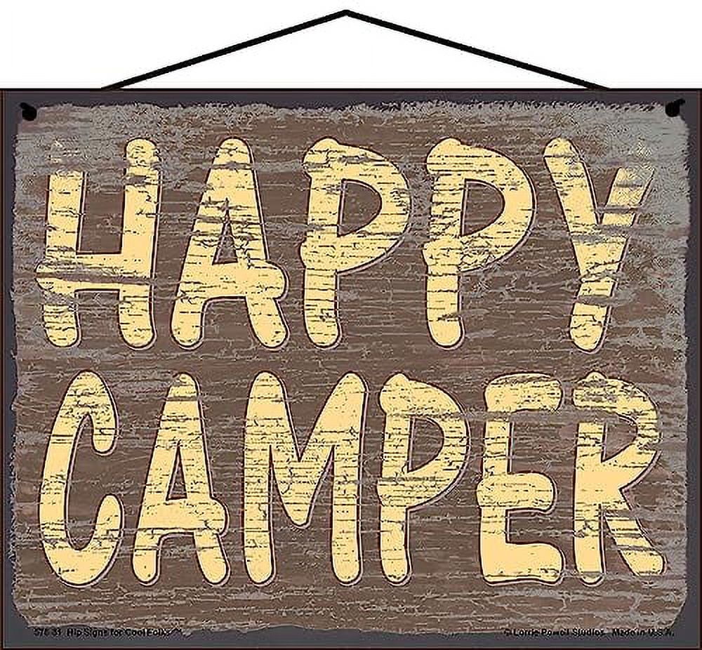 8x10 Brown Vintage Style Sign "Happy Camper" - Classic RV, Camping ...