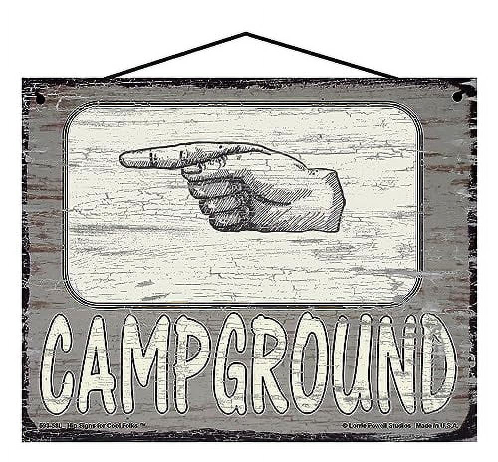 8x10 Campground Pointing LEFT - Vintage Style Sign, Rustic Home Décor ...