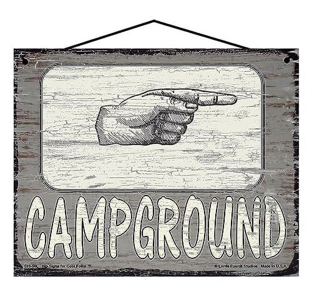 8x10 Campground Pointing RIGHT - Vintage Style Sign, Rustic Home Décor ...