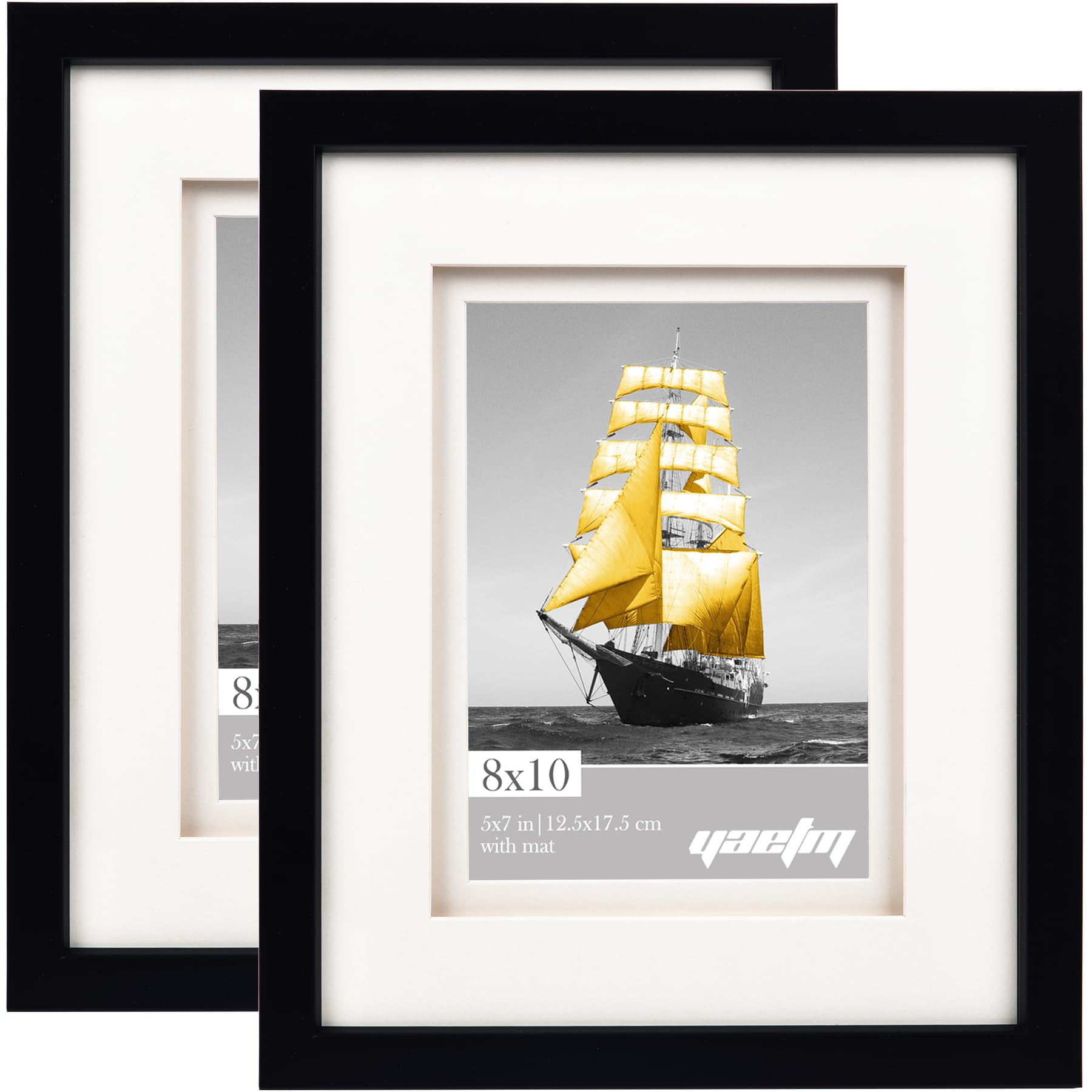 8x10 Double Floating Mat Picture Frame Set of 2, Display 5x7 Photos ...