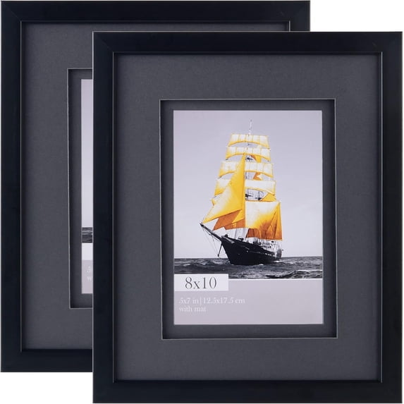 8x10 Double Floating Mat Picture Frame Set of 2, Display Picture 5x7 ...