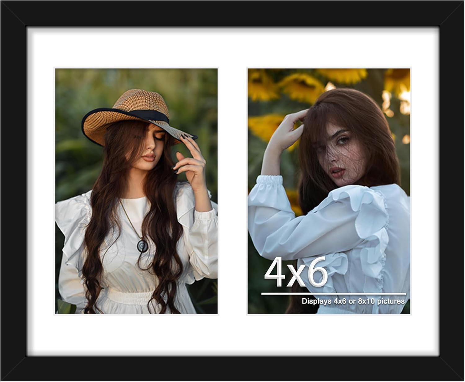 8x10 Double Picture Frame White Mat For Displaying Two 4x6 Pictures ...