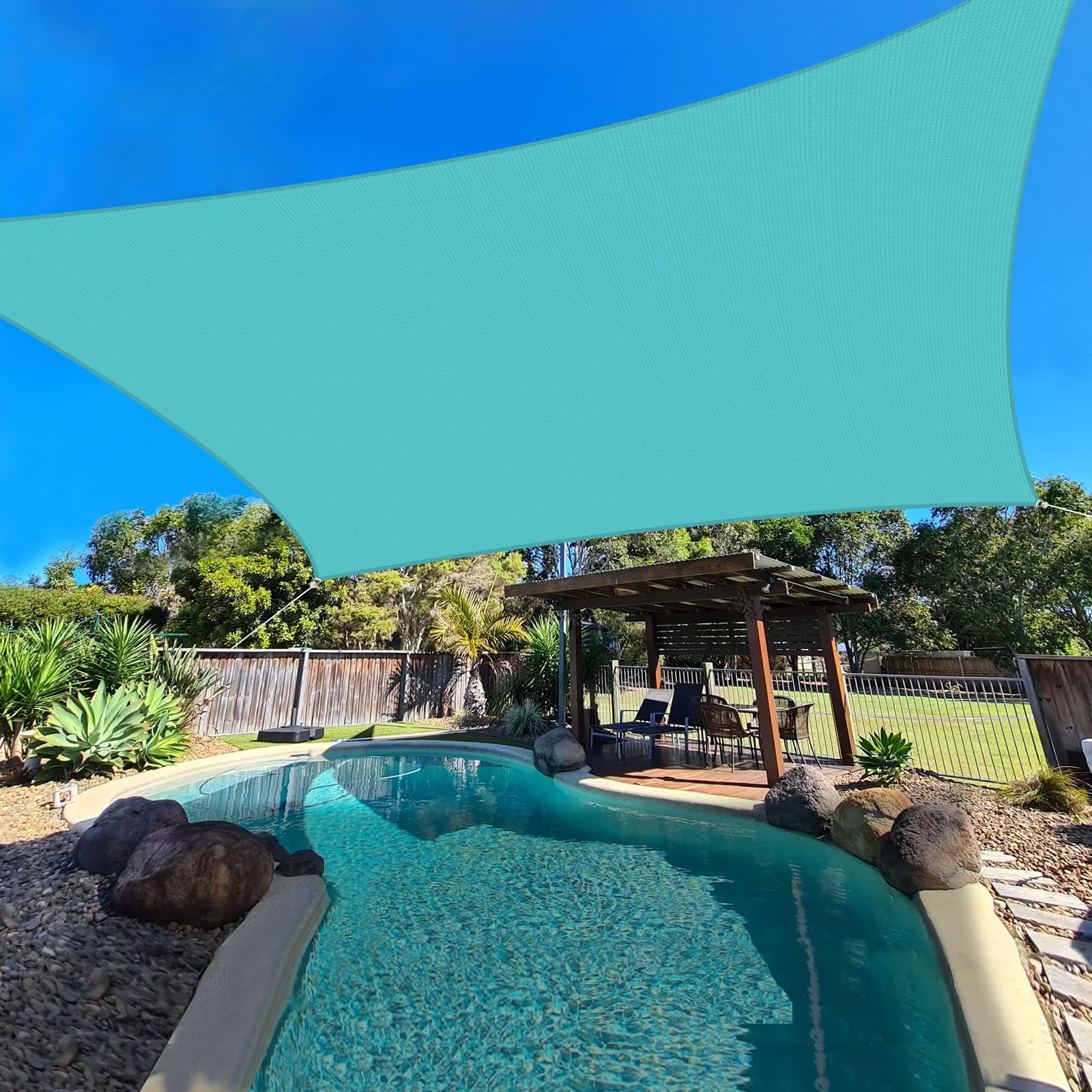 8x10 Feet Rectangle Sun Shade Sail for Outdoor Shade Solution, 95% UV ...