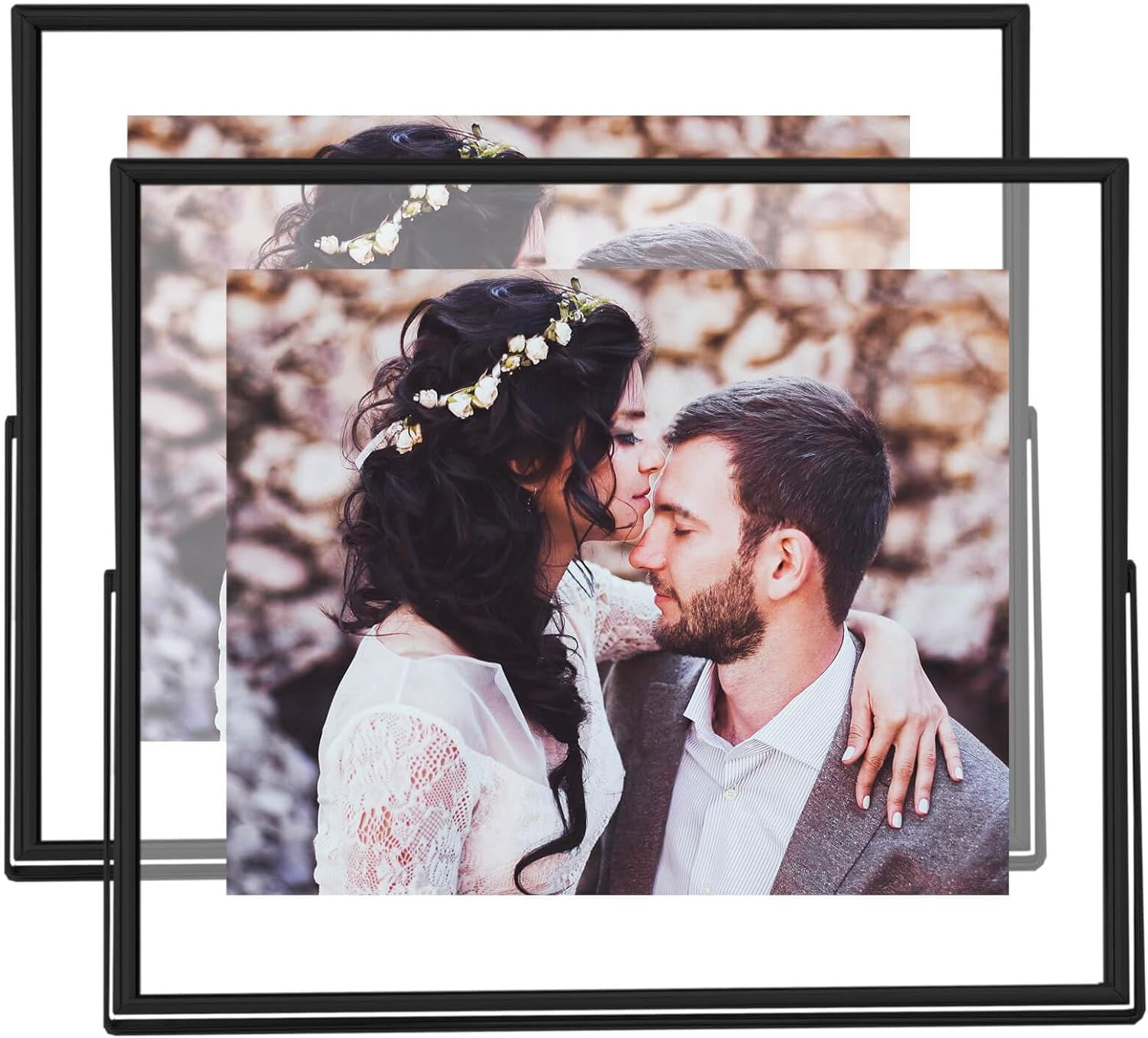 8x10 Floating Picture Frames Set of 2, Made of Metal and Double Real ...