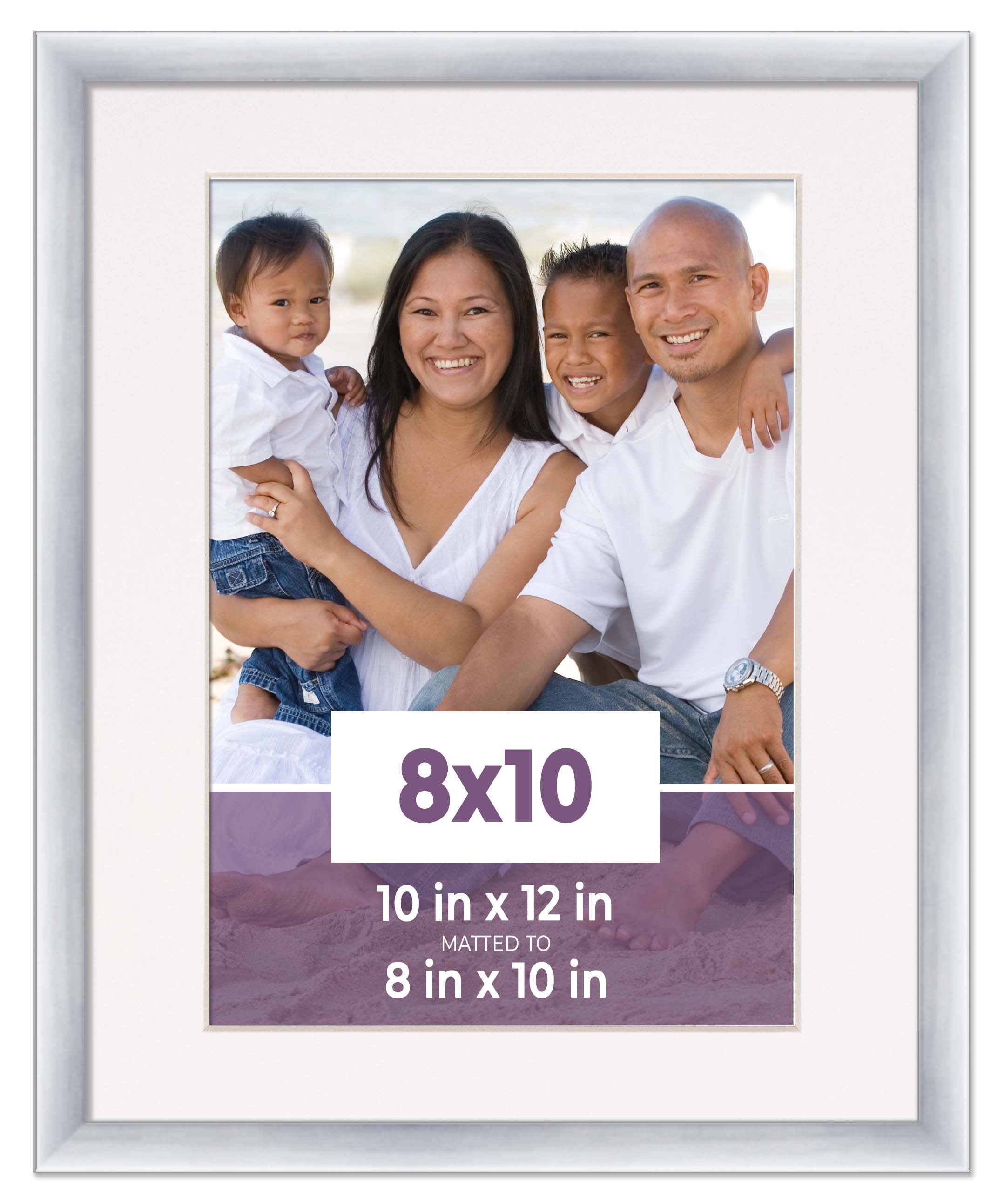 8x10 Frame Silver With White Picture Mat For 8x10 Photo - Silver 10x12 ...