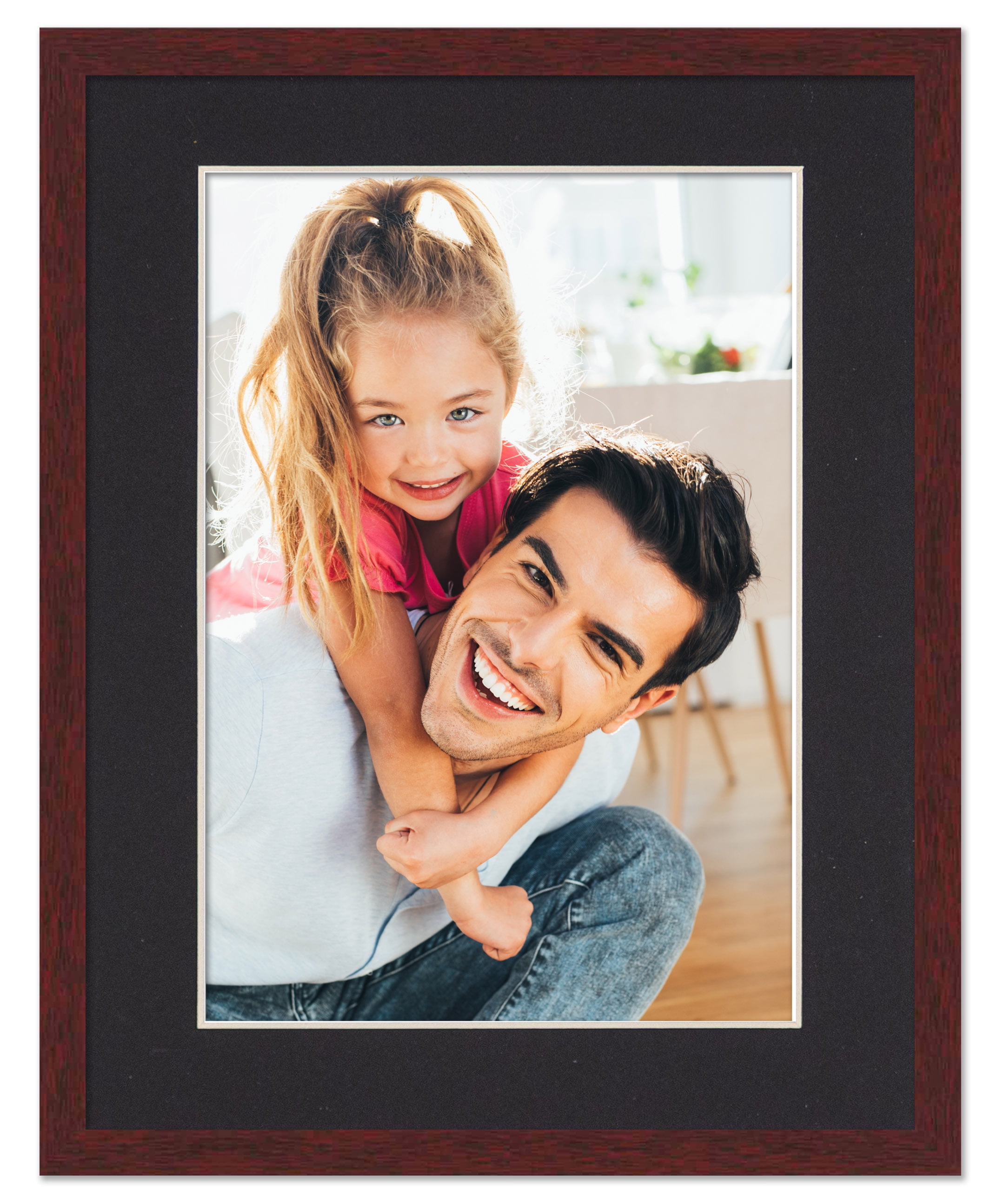 8x10 Frame with Mat - Brown 10x12 Frame Wood Made to Display Print or Poster Measuring 8 x 10 ...