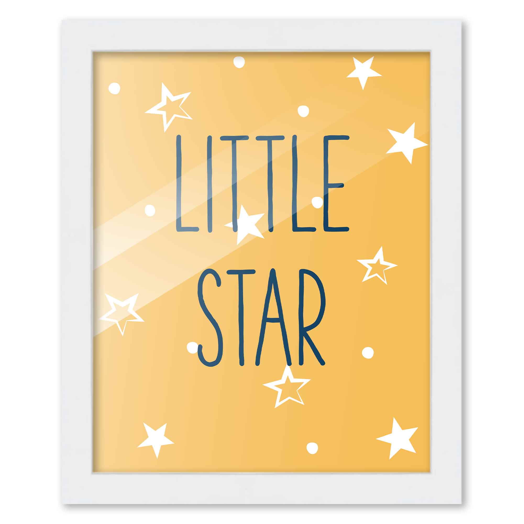 8x10 Framed Nursery Wall Adventure Boy Little Star Poster in White Wood ...