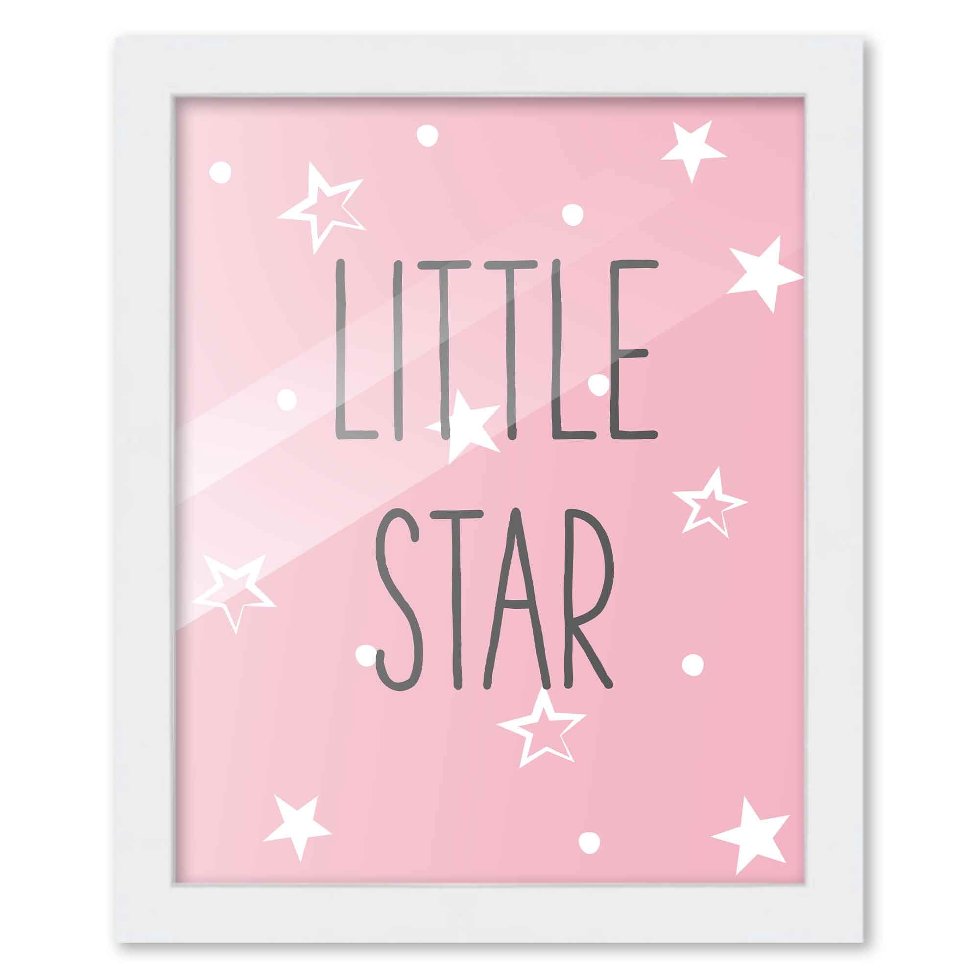 8x10 Framed Nursery Wall Adventure Girl Little Star Poster in White ...