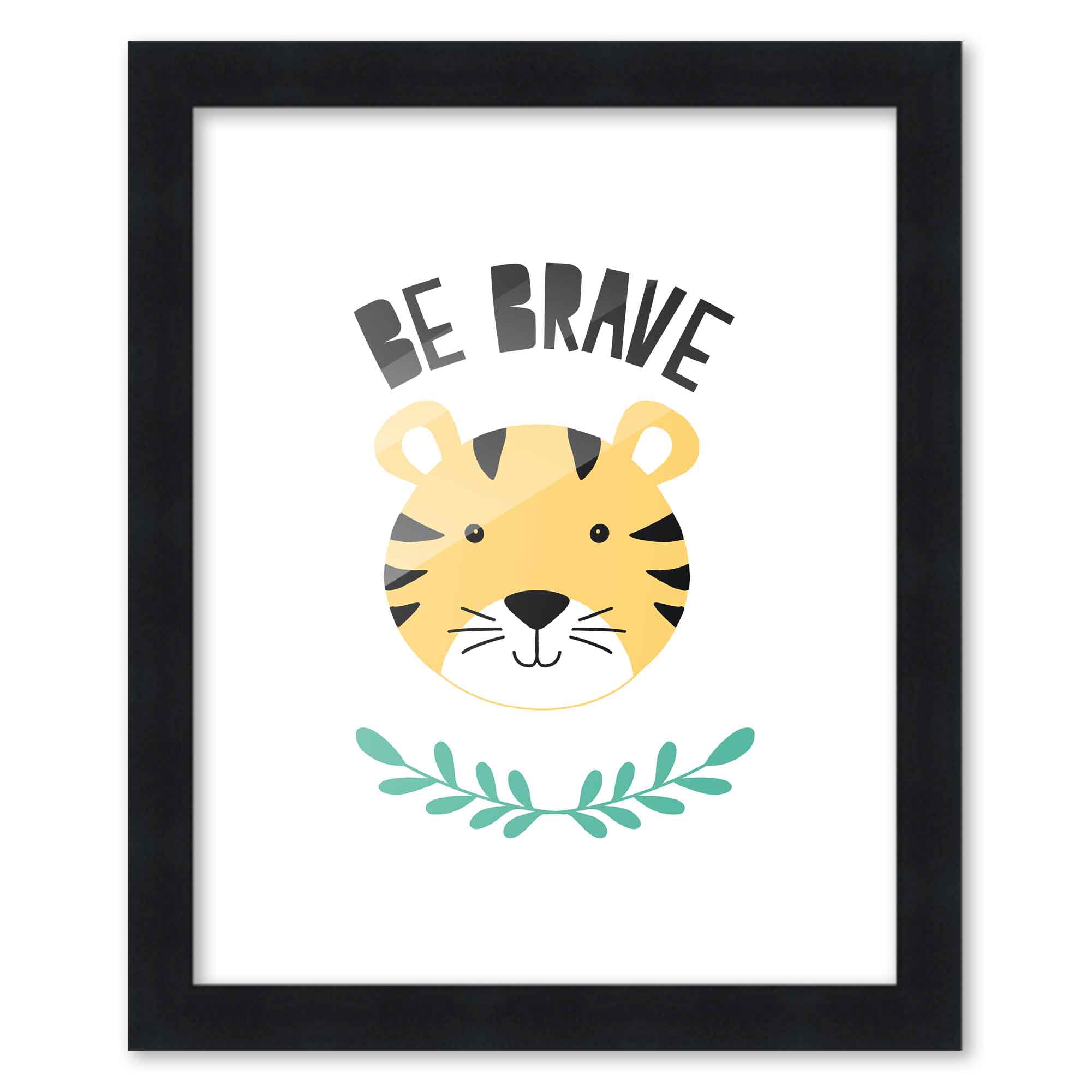 8x10 Framed Nursery Wall Art Be Brave Poster In Black Wood Frame For ...
