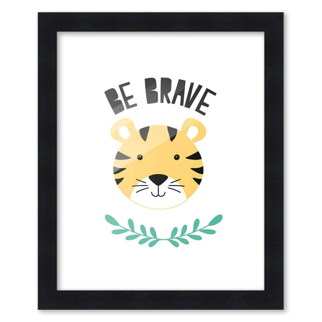 8x10 Framed Nursery Wall Art Be Brave Poster In Black Wood Frame For ...