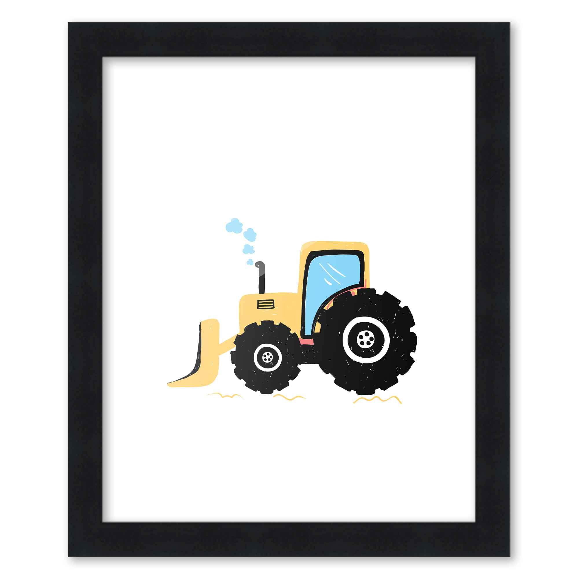 8x10 Framed Nursery Wall Art Construction Bull Dozer Poster in Black ...