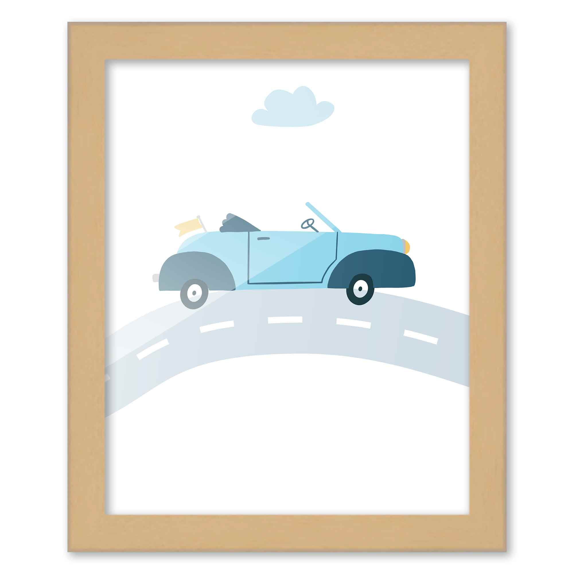 8x10 Framed Nursery Wall Art Hand Drawn Blue Convertible Poster in ...