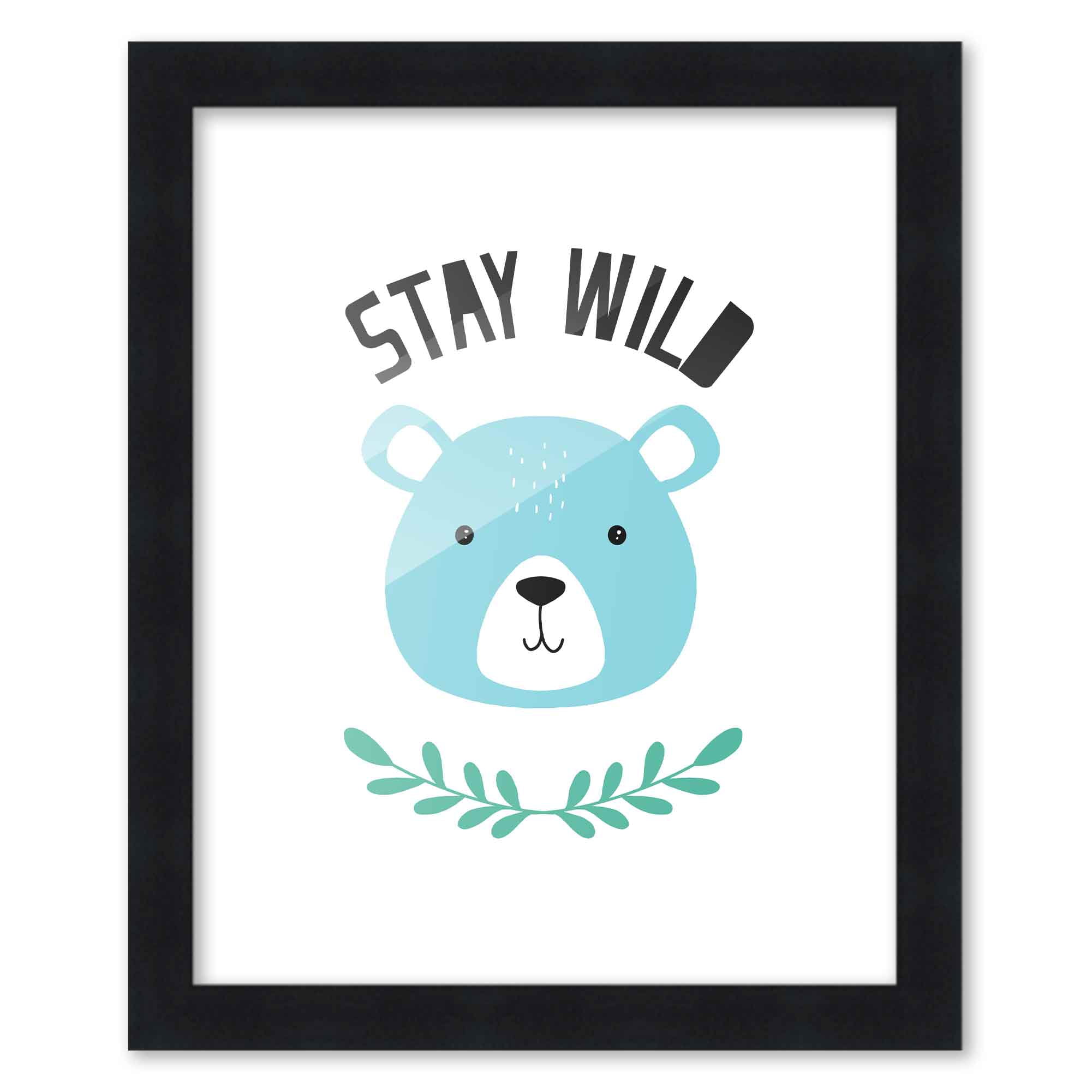 8x10 Framed Nursery Wall Art Stay Wild Poster In Black Wood Frame For ...