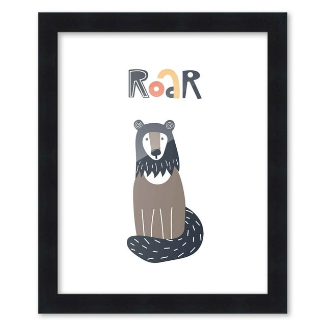 8x10 Framed Nursery Wall Little Explorer Roar Poster in Black Wood ...