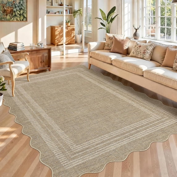 8x10 Ft Area Rug Living Room Washable Low Pile Stain Resistant Modern ...