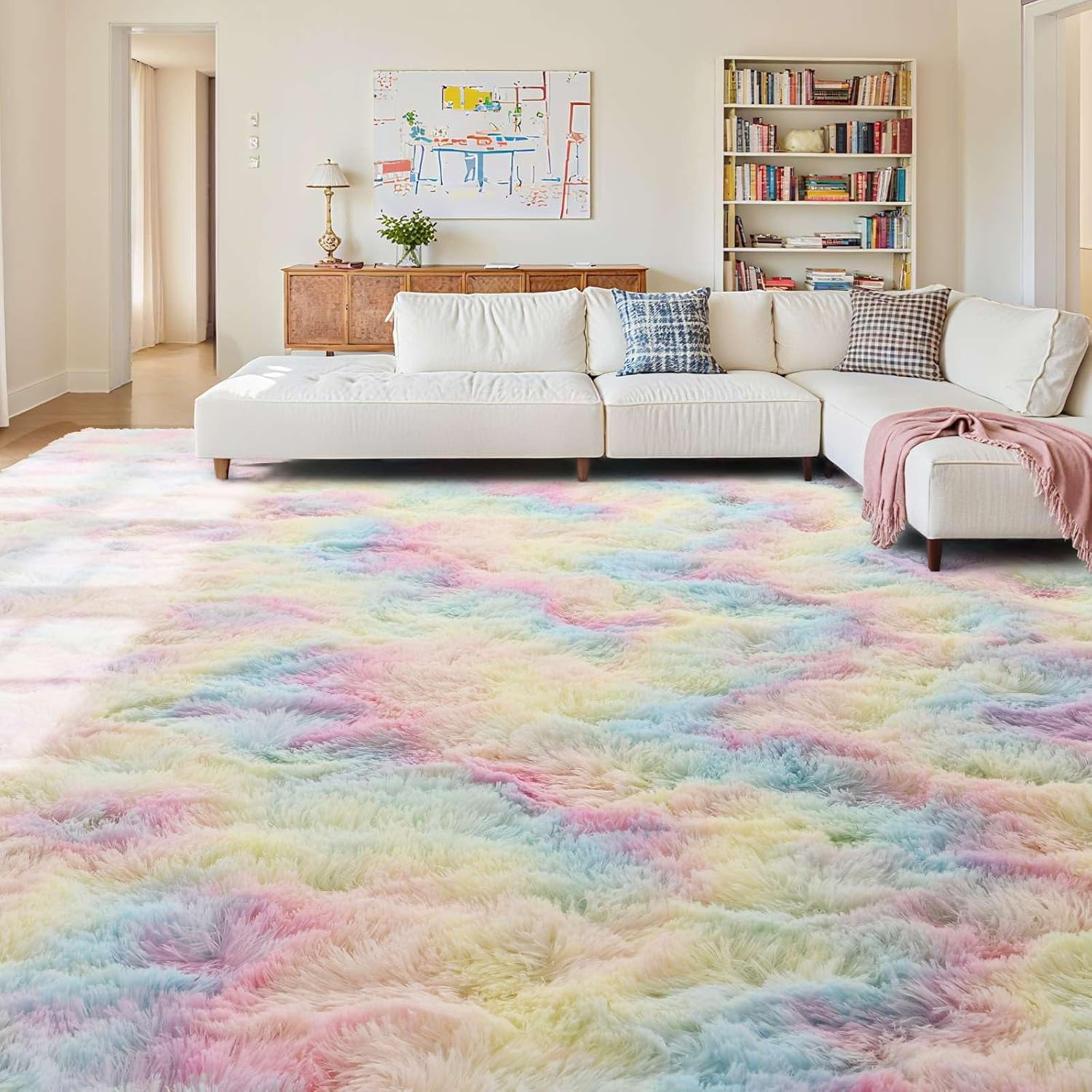 8x10 Ft Extra Large Shag Kids Colorful Rug for Living Room, Ultra Soft ...