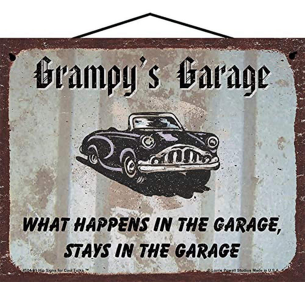 8x10 Grampy's Garage Sign with Classic Car What Happens in the Garage ...