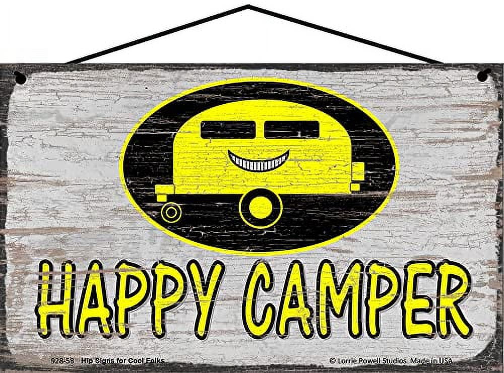 8x10 Happy Camper Sign - Smiling RV Decorative Fun Camping-Themed Wall ...