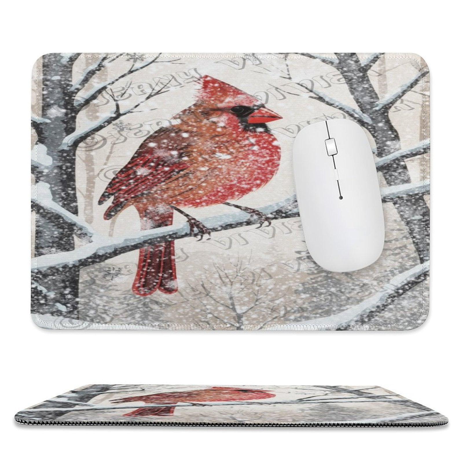 8x10 IN Mouse Pad - Charming Red Bird Design, Stitched Edge, Perfect ...