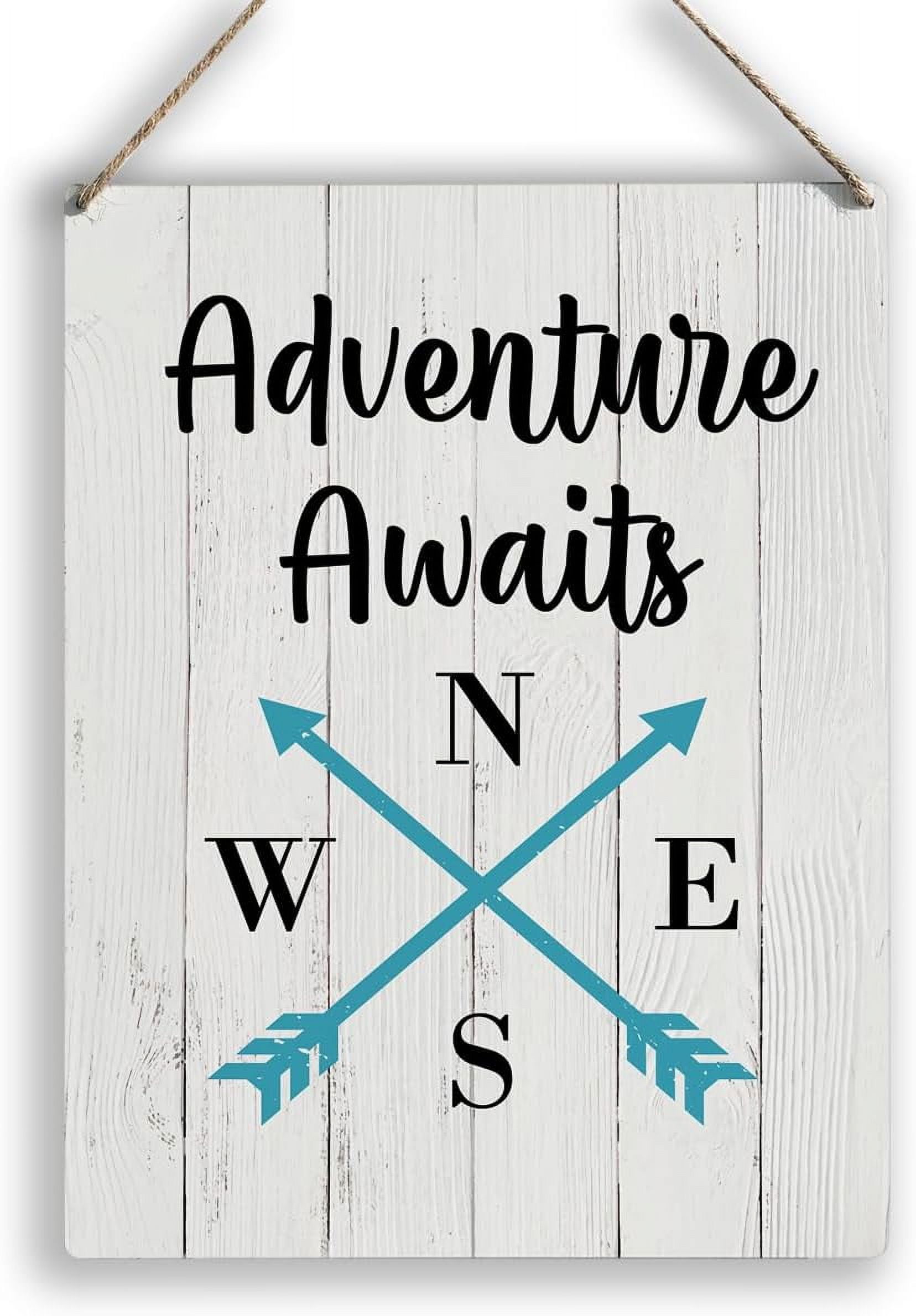 8x10 Inch Adventure Awaits Wooden Rustic Signs Home Wall Decor, Country ...
