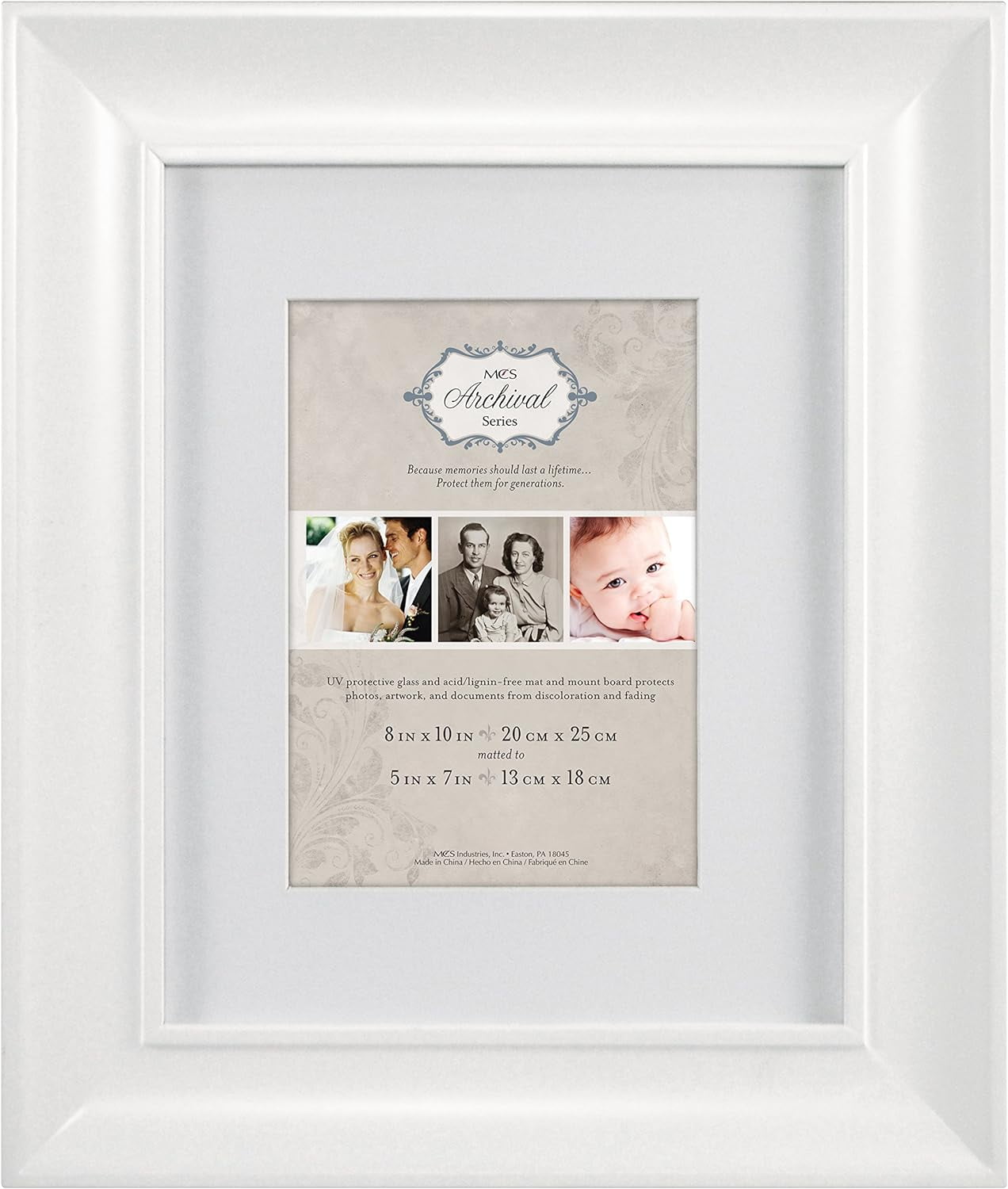 8x10 Inch Archival Frame with 5x7 Inch Mat Opening, White (47615 ...
